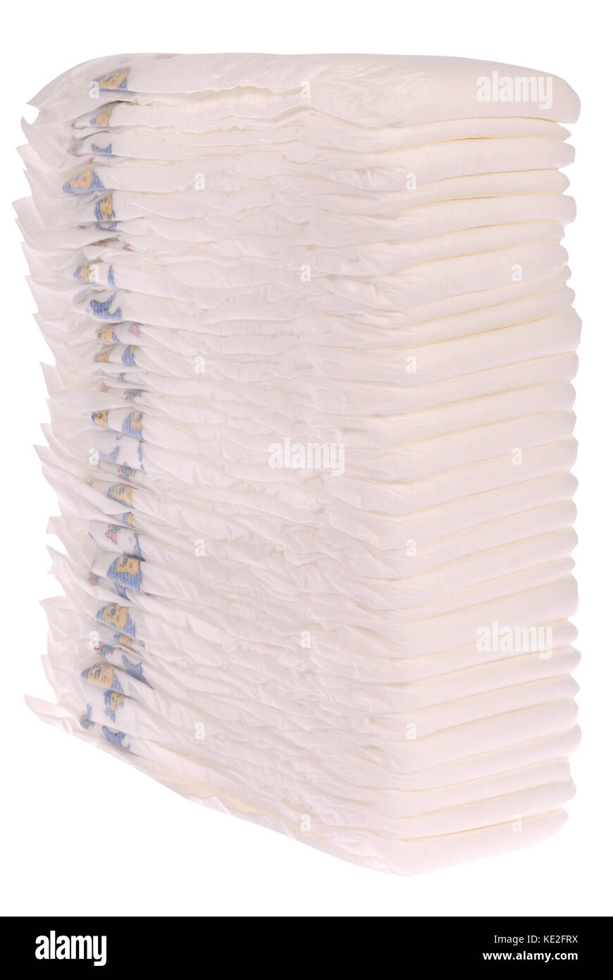 Stack of baby diapers on white. Clipping path included Stock Photo - Alamy