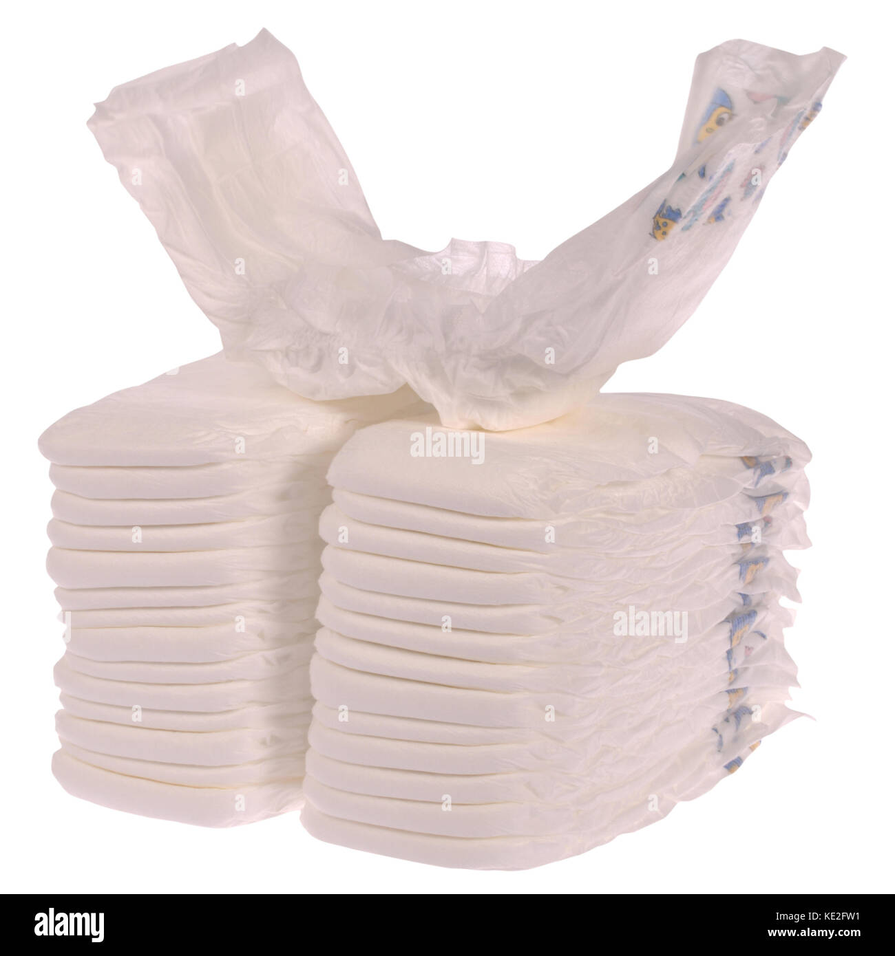 Stack of baby diapers on white. Clipping path included Stock Photo - Alamy
