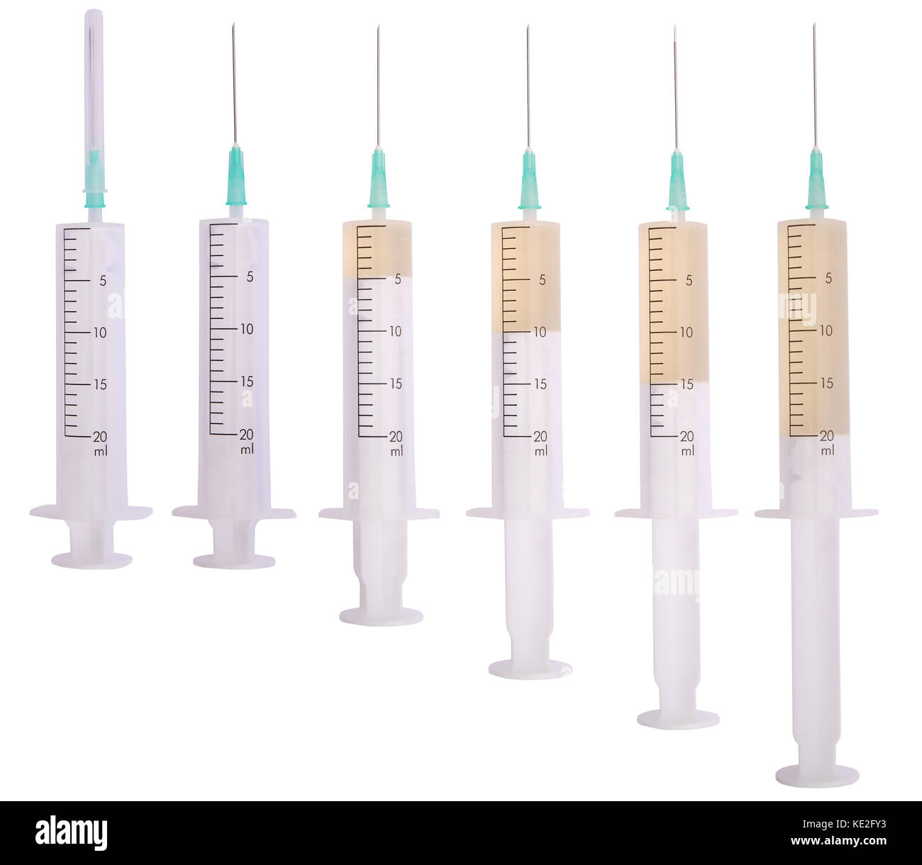 A simple plastic syringe with medicine on white background Stock Photo ...