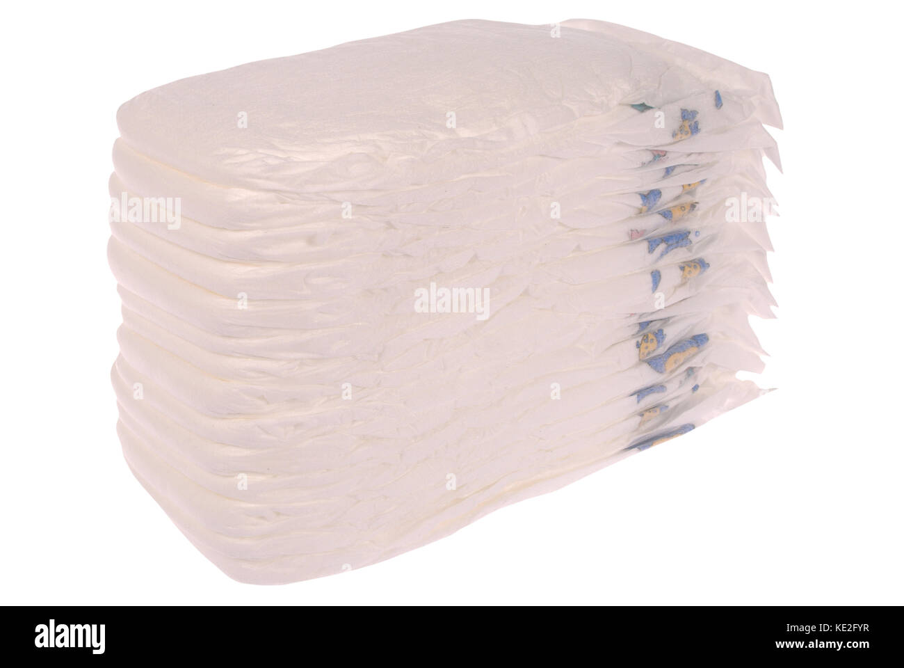 Stack of baby diapers on white. Clipping path included Stock Photo - Alamy