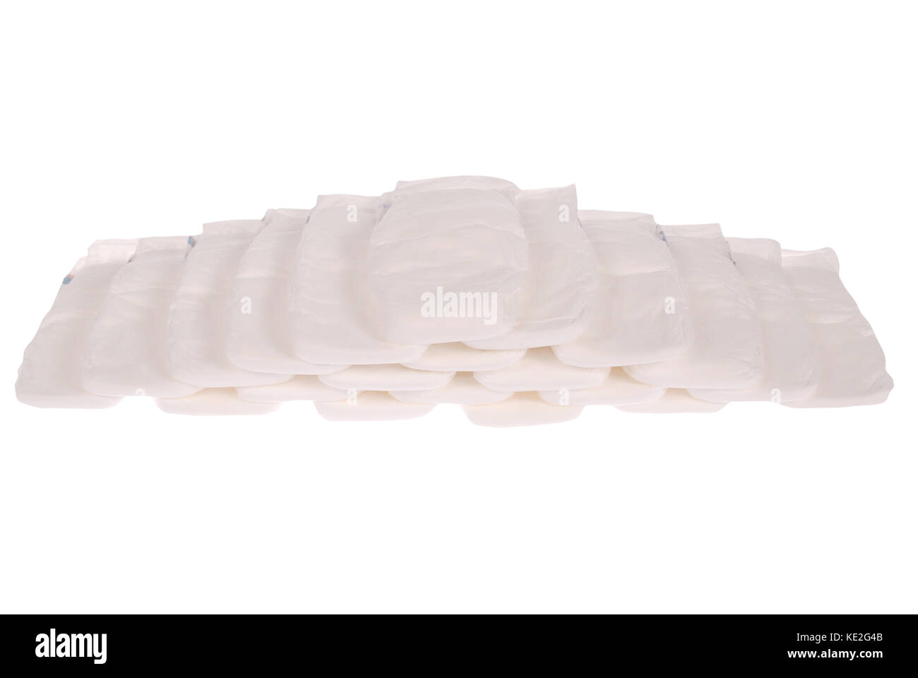 Stack of baby diapers on white. Clipping path included Stock Photo - Alamy