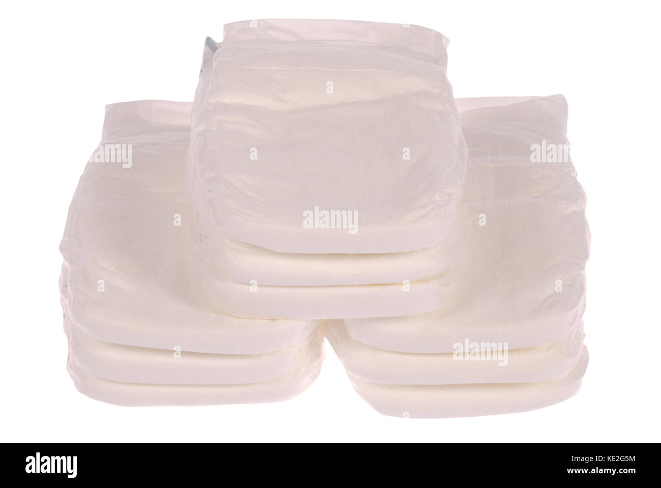 Stack of baby diapers on white. Clipping path included Stock Photo - Alamy