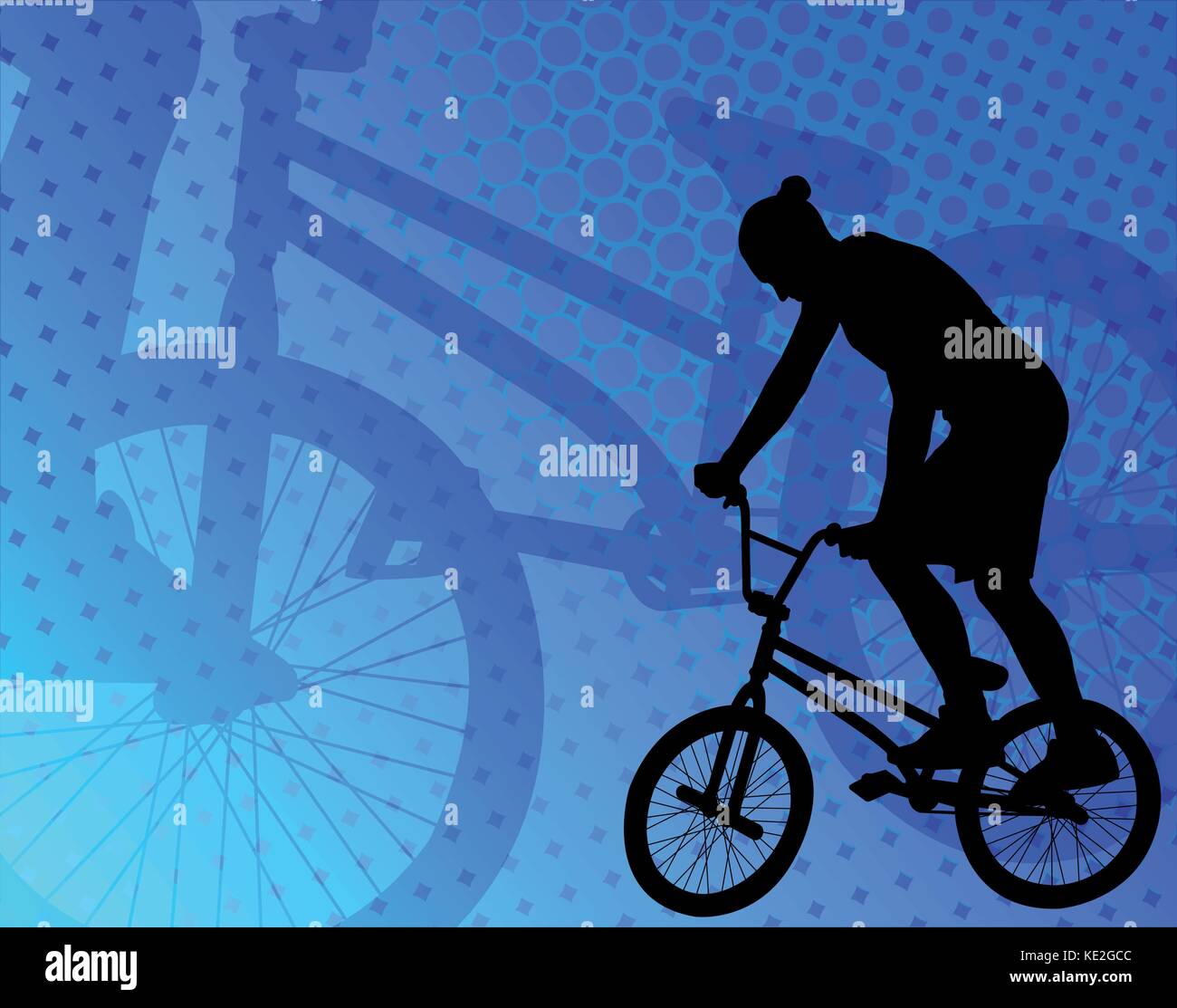 bmx stunt bicyclist on the abstract background - vector Stock Vector ...