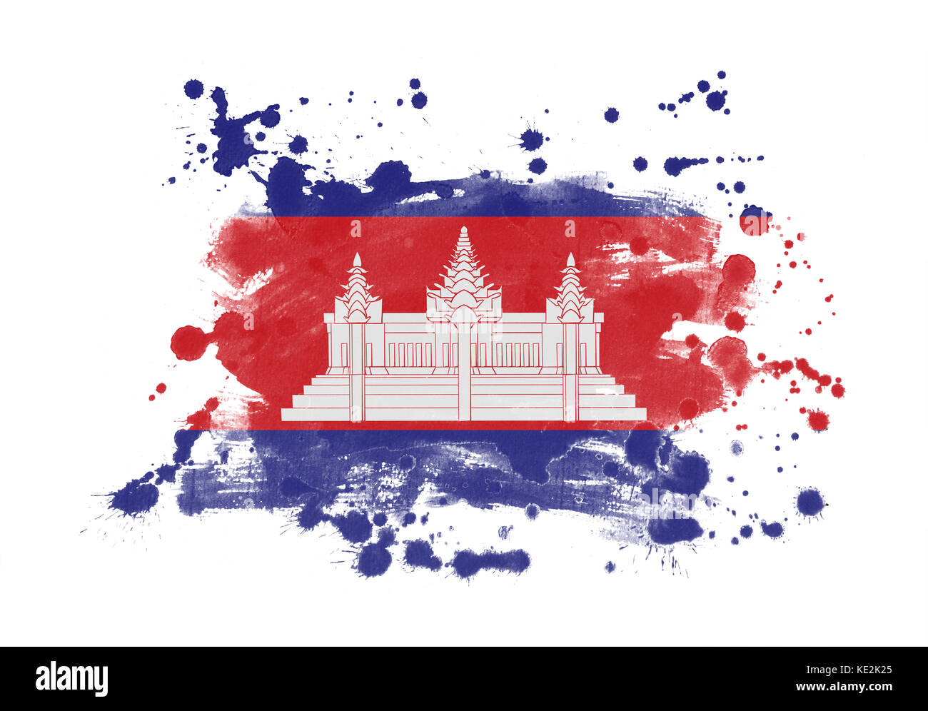 Cambodia flag grunge painted background Stock Photo - Alamy