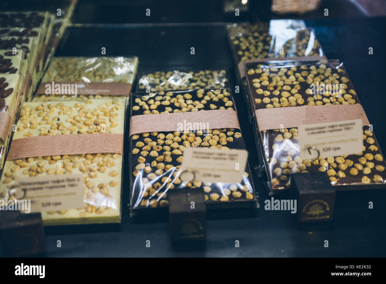 store counter with chocolate candies close up Stock Photo - Alamy
