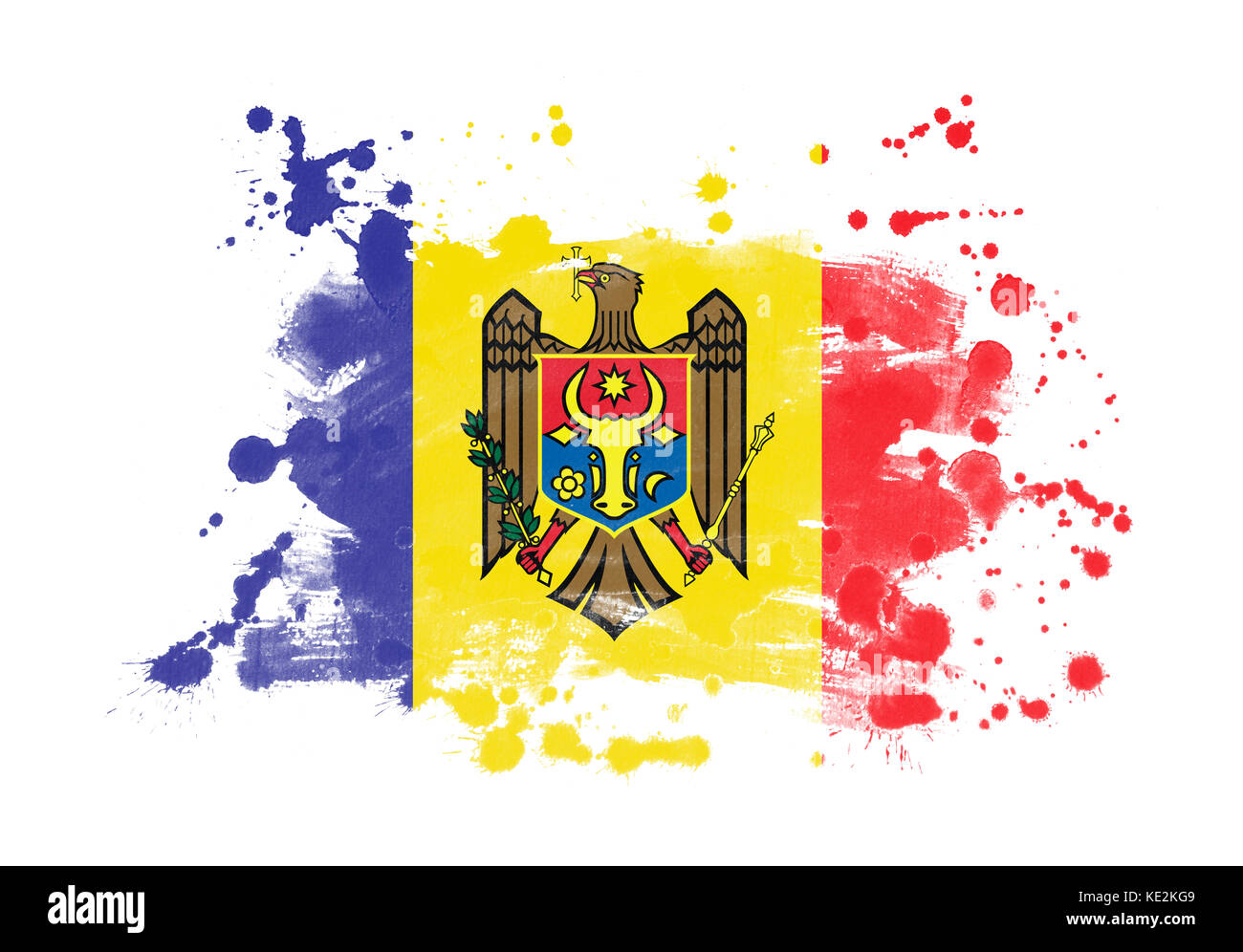 Grunge flag moldova brush Cut Out Stock Images & Pictures - Alamy