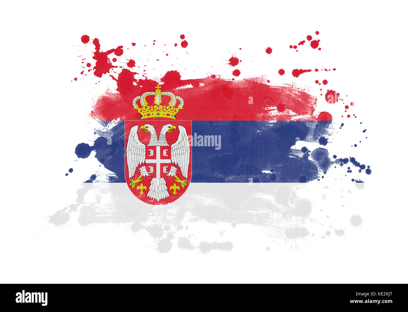 Serbia flag grunge painted background Stock Photo - Alamy