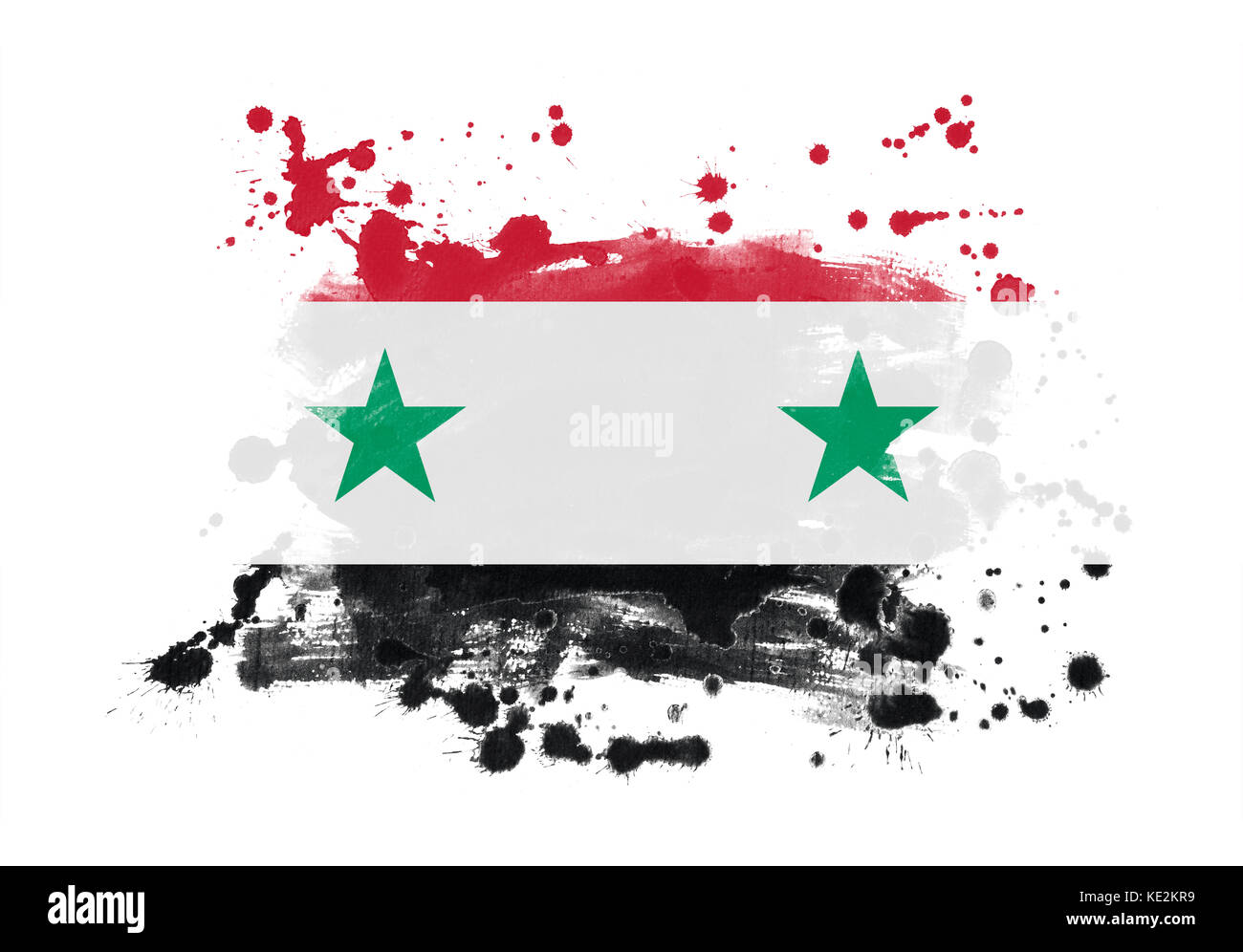 Syria flag grunge painted background Stock Photo - Alamy