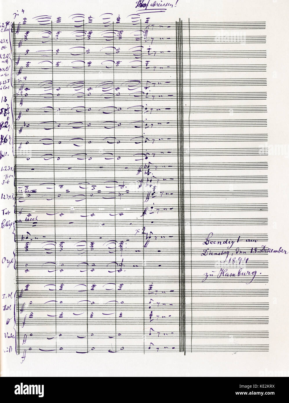 Gustav Mahler, original manuscript score of the Second Symphony (2) in ...