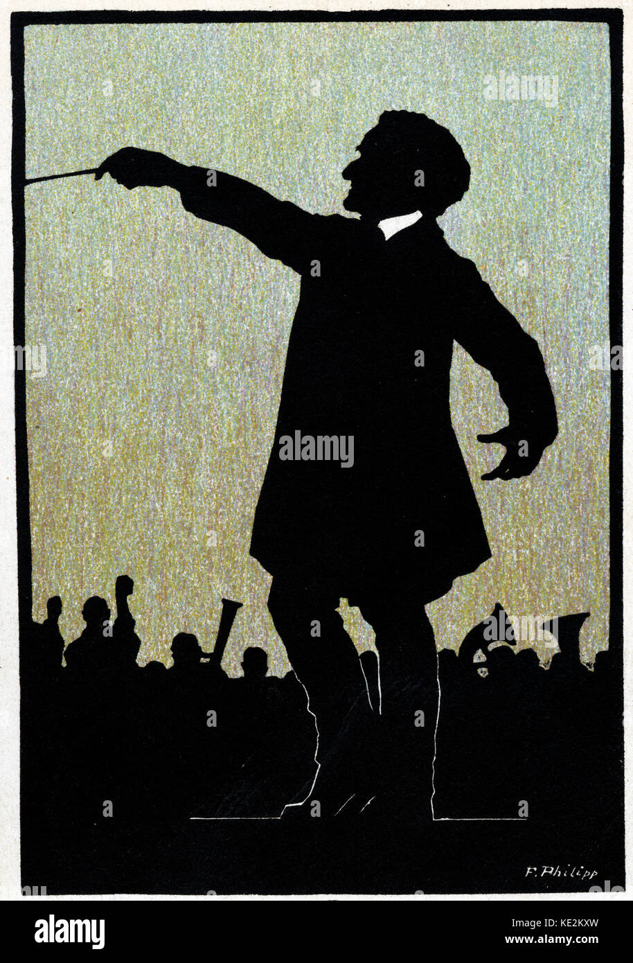 Richard Wagner Conducting Sillhouette With Orchestra In Background By