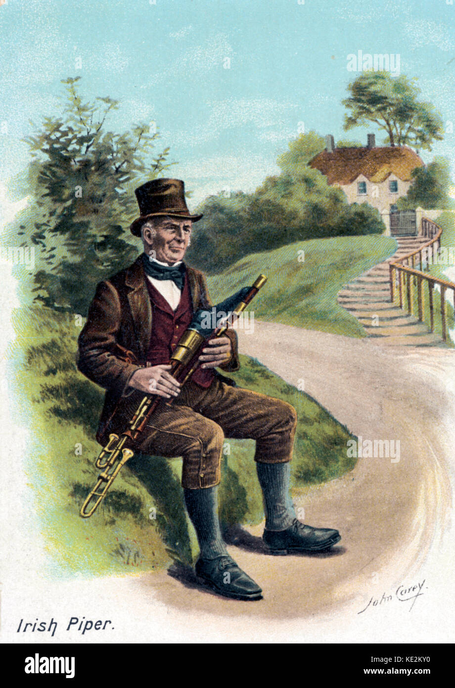Irish piper by John Carey. Bagpipe. Bagpiper. Bagpipes. Postcard Stock ...