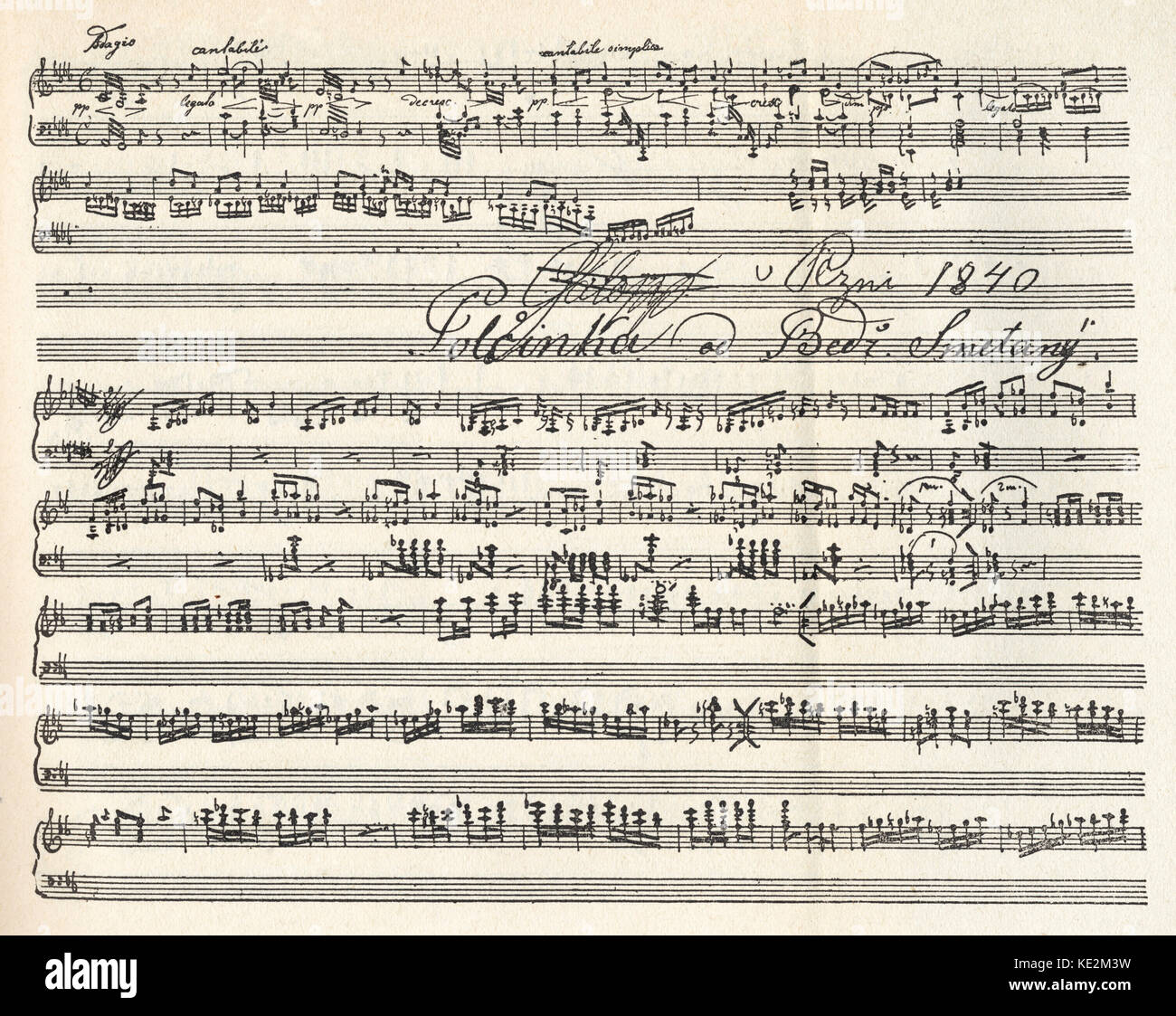 Bedrich Smetana 's signature on score. Draft of Polcinka. 1840. Czech ...