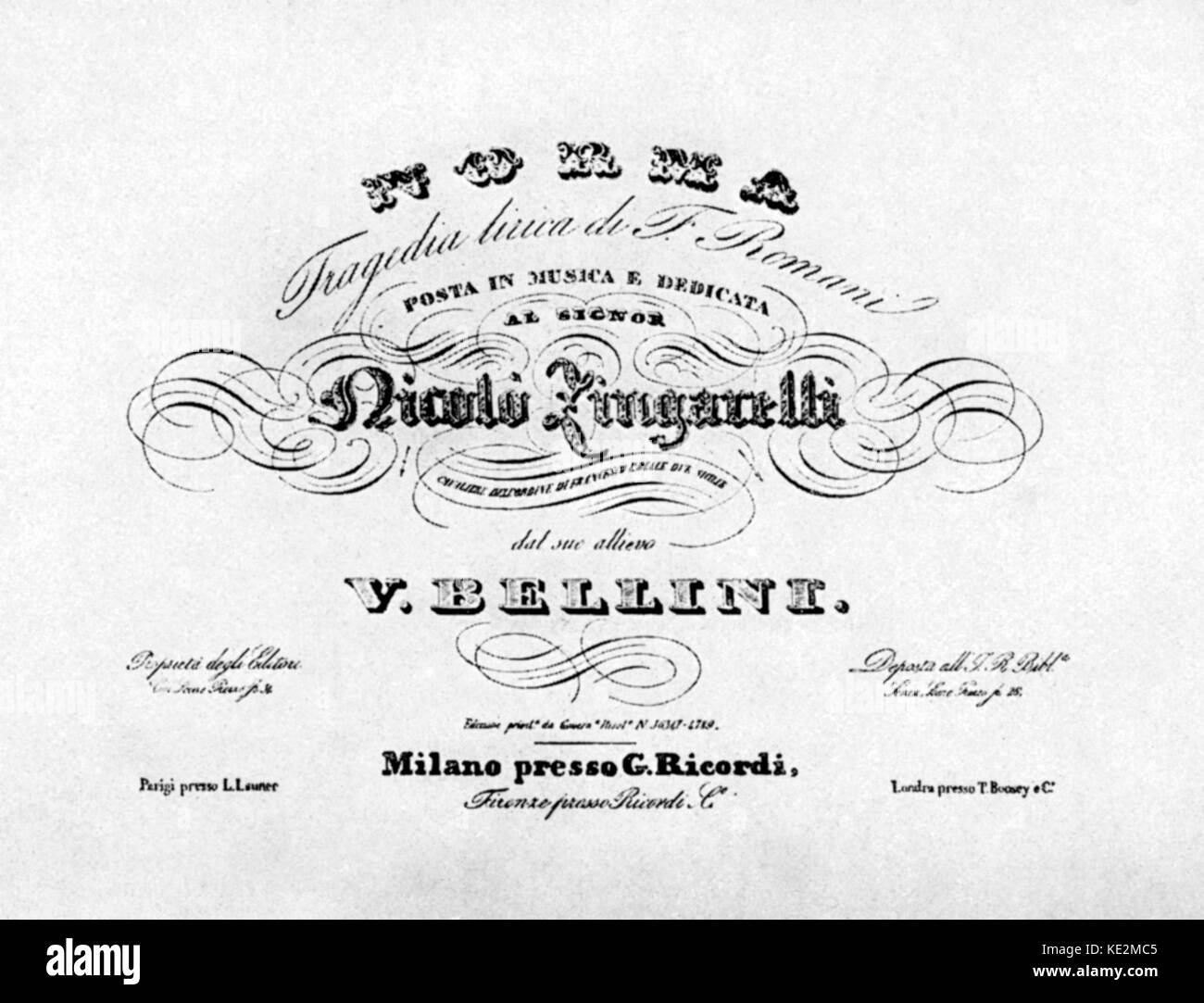 Vincenzo Bellini 's opera Norma - cover of the first edition with ...