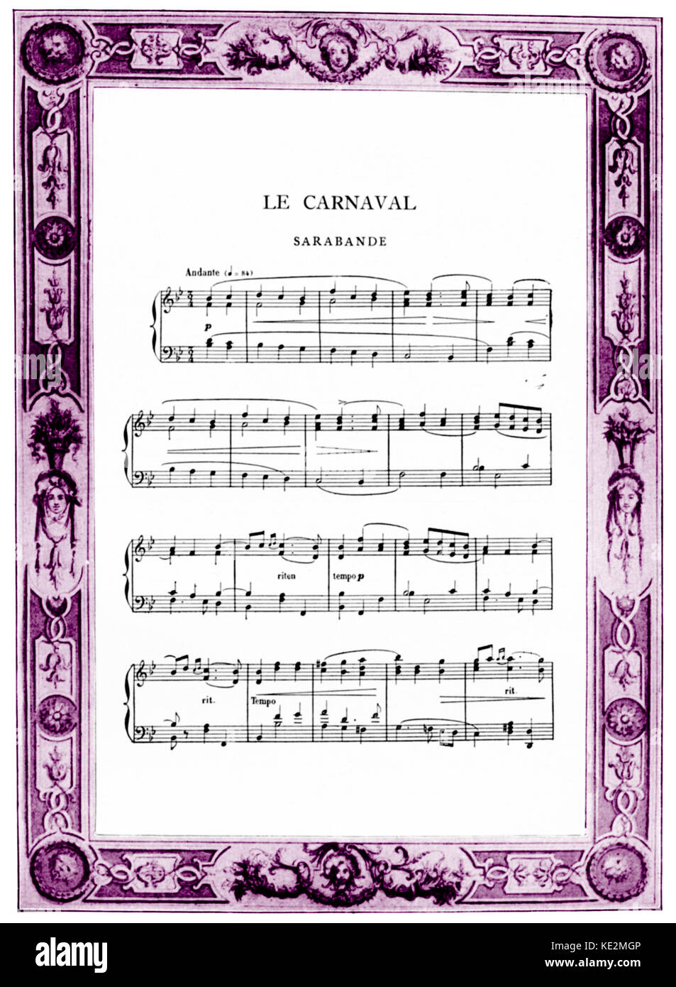 Sheet music for Le Carnaval , sarabande. The Sarabande is a popular ...
