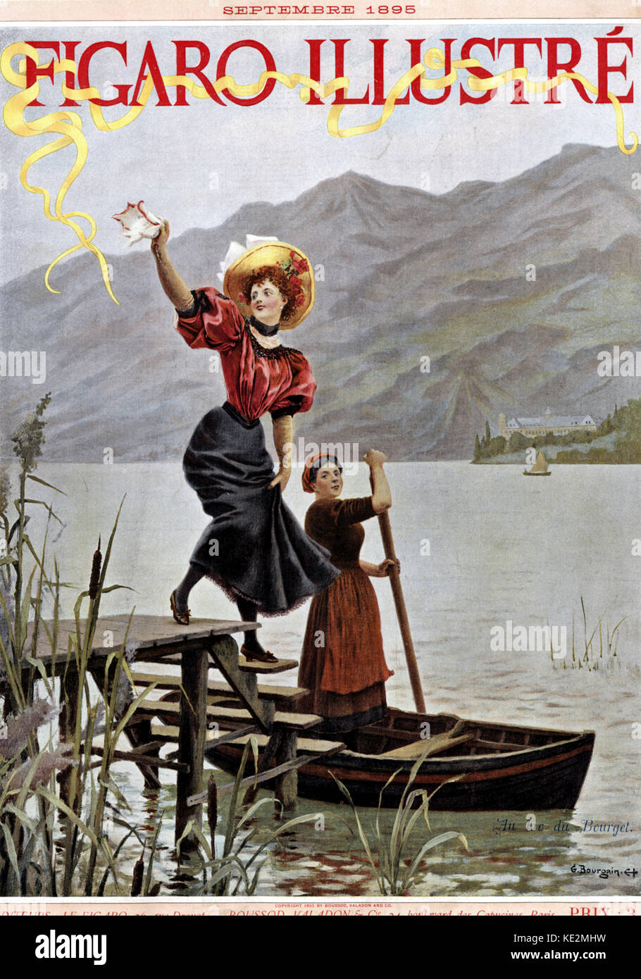 Young woman waving goodbye with her handkerchief as she boards small ...