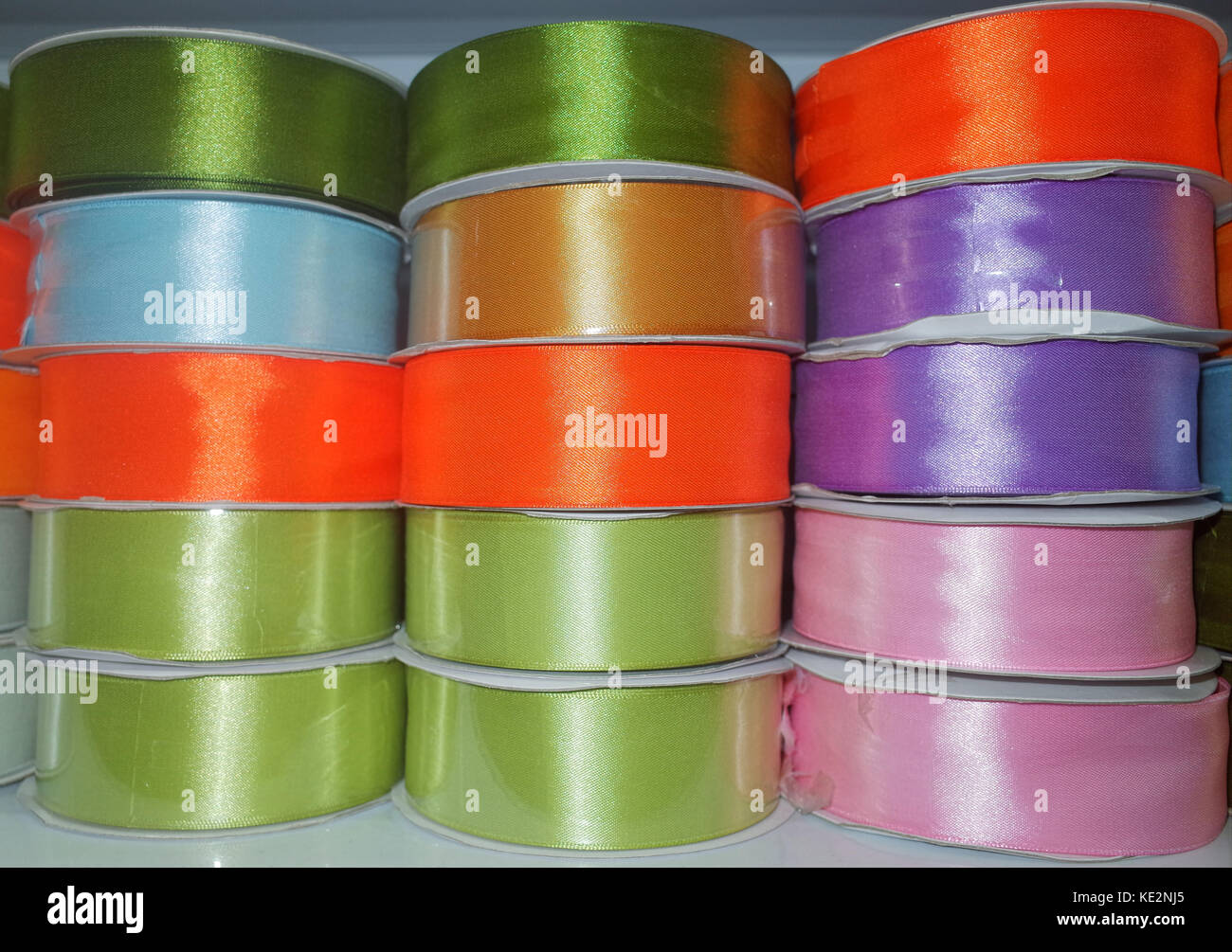 Multicolor ribbon's rolls Stock Photo - Alamy