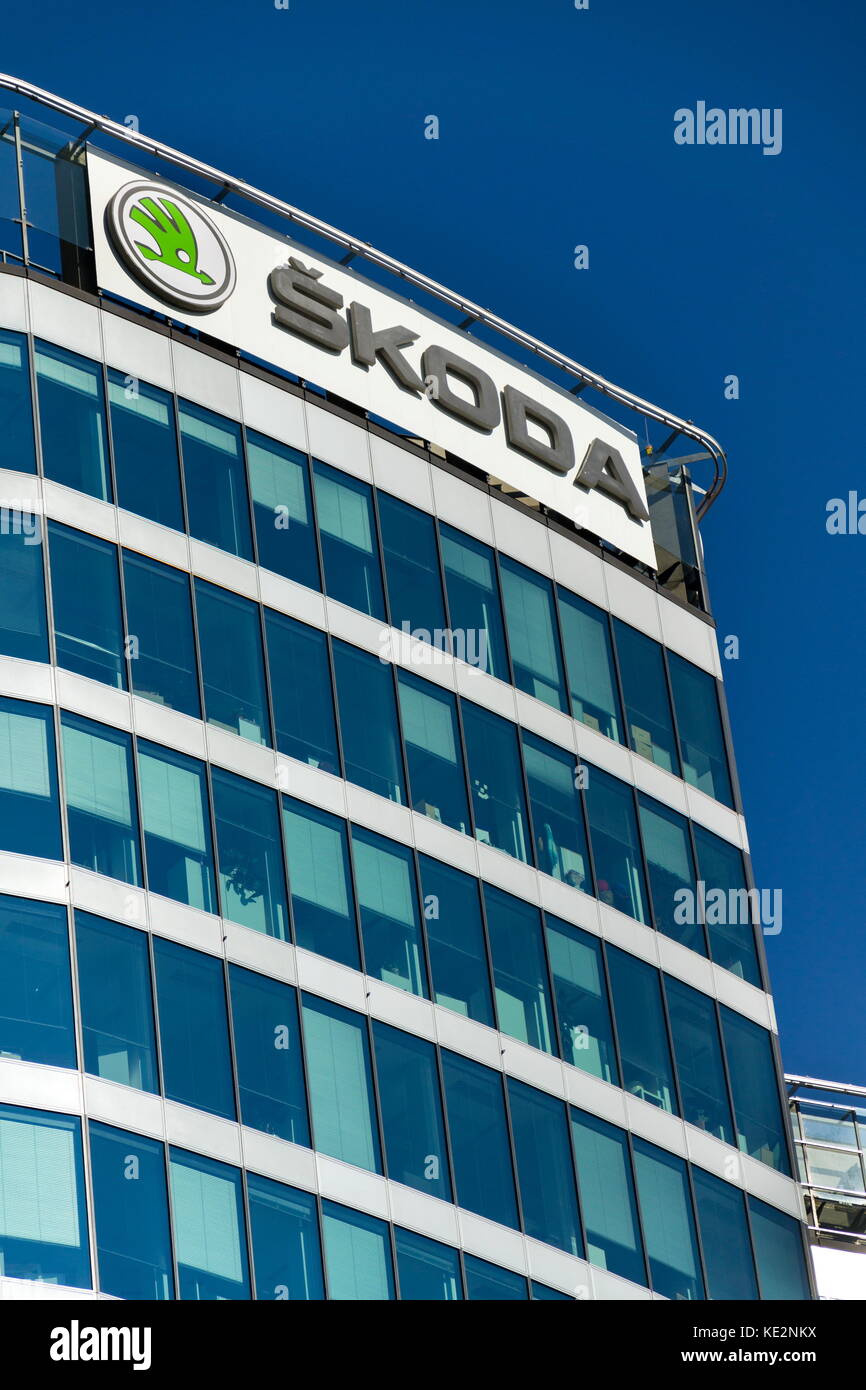 PRAGUE, CZECH REPUBLIC - OCTOBER 14: Skoda Auto automobile manufacturer ...