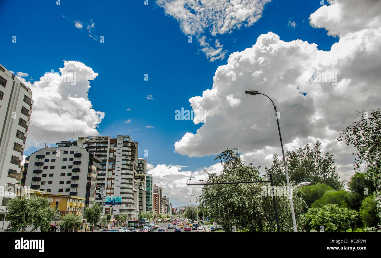 QUITO, ECUADOR - SEPTEMBER 10, 2017:Boulevar in mainstreet in NNUU ...