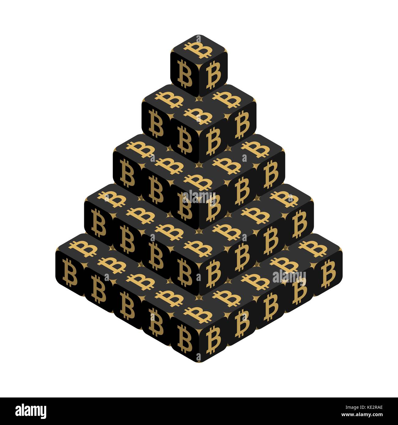Bitcoin. Black Large Bitcoin Pyramid. Isometric Pyramid consisting of ...