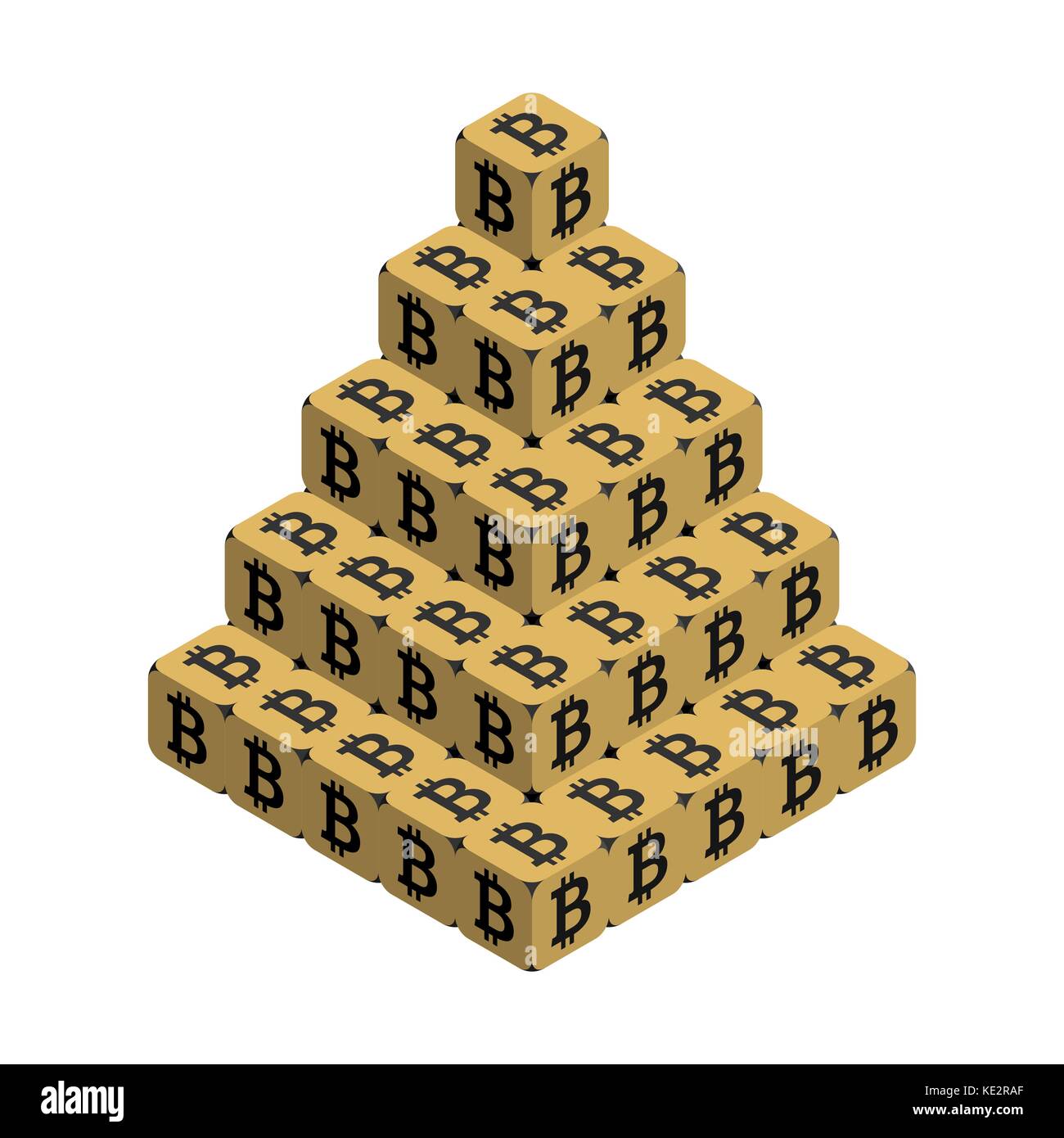 Bitcoin. Golden Large Bitcoin Pyramid. Isometric Pyramid consisting of ...