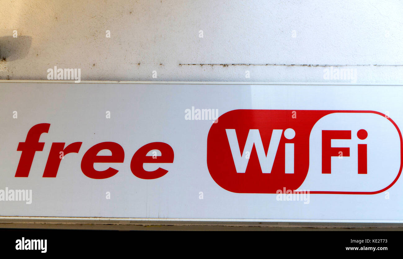 Advertisement for free wifi, wifi on the pump station Stock Photo - Alamy