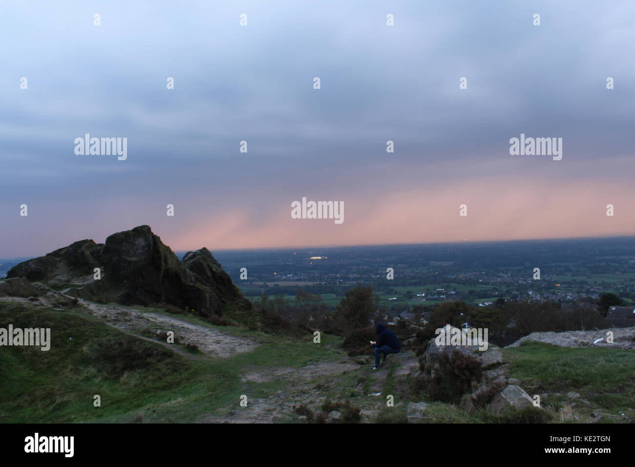 sunset at mow cop castle Stock Photo - Alamy