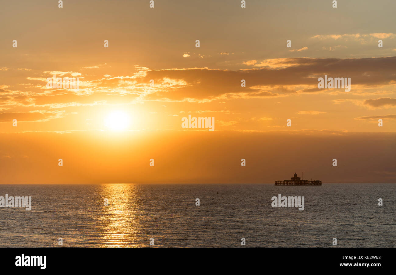 Herne Bay old pier on the Kent coast at sunset Stock Photo - Alamy