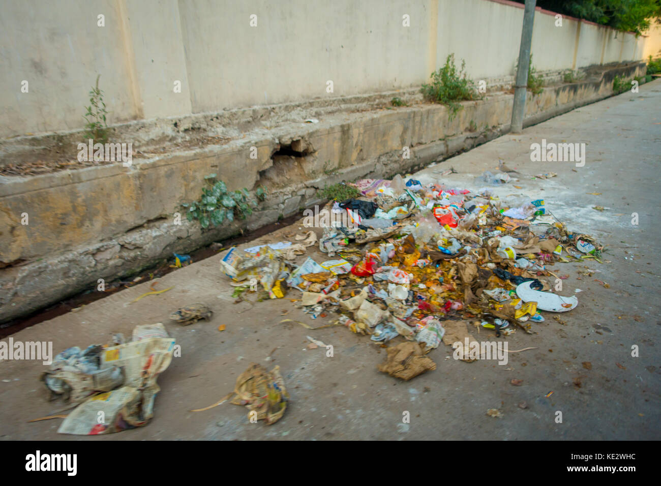 Garbage on the streets on Jaipur, India. India is a very dirty country ...