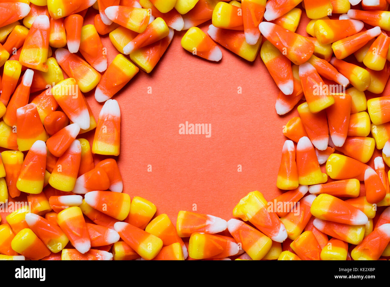 Halloween candy corn sweet background with copy space Stock Photo - Alamy