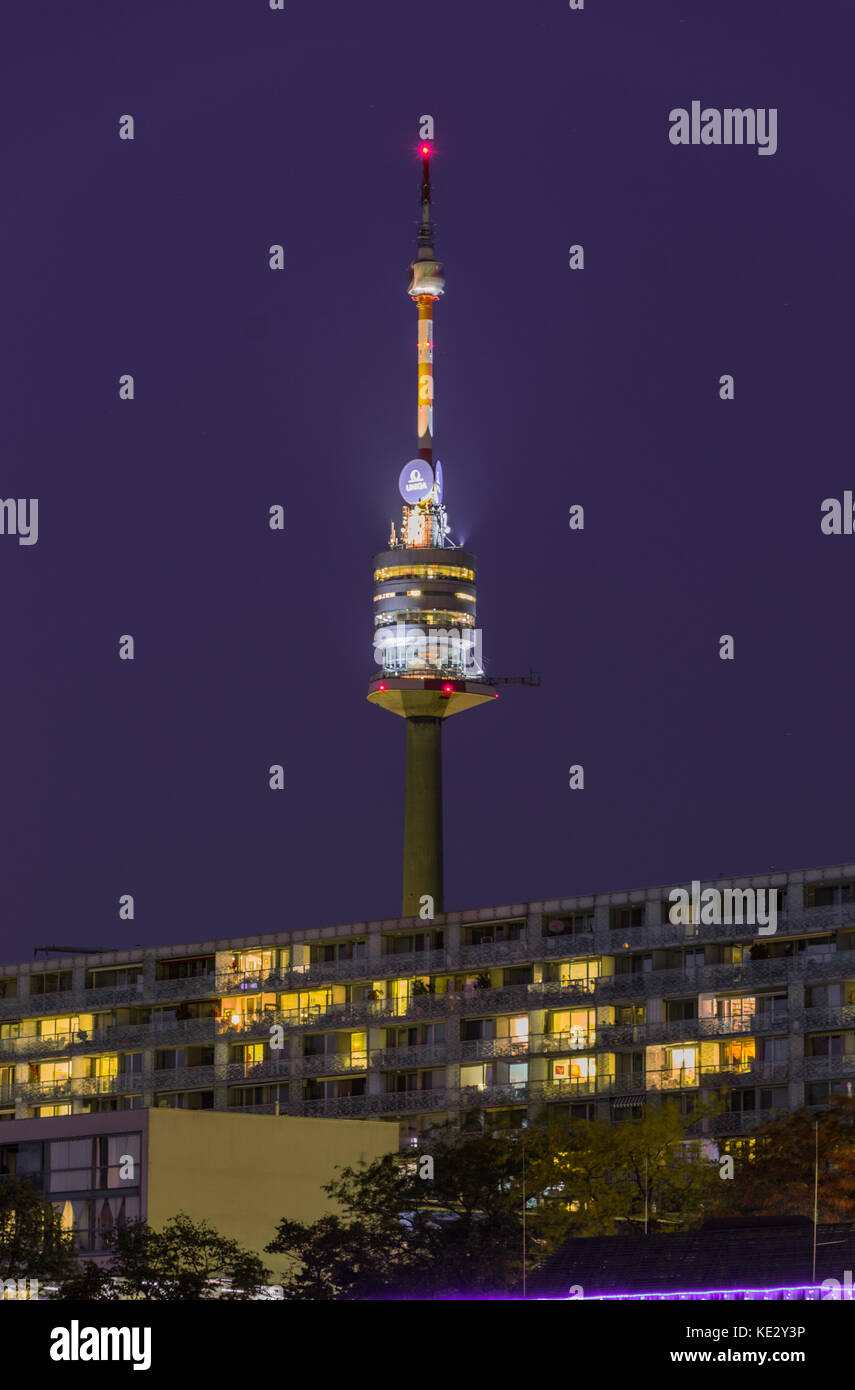 Donauturm at night Stock Photo - Alamy