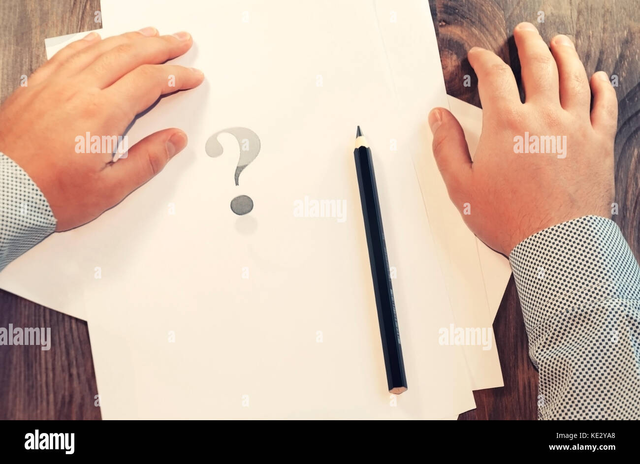 Question mark in front of a man. The concept of a decision or choice ...