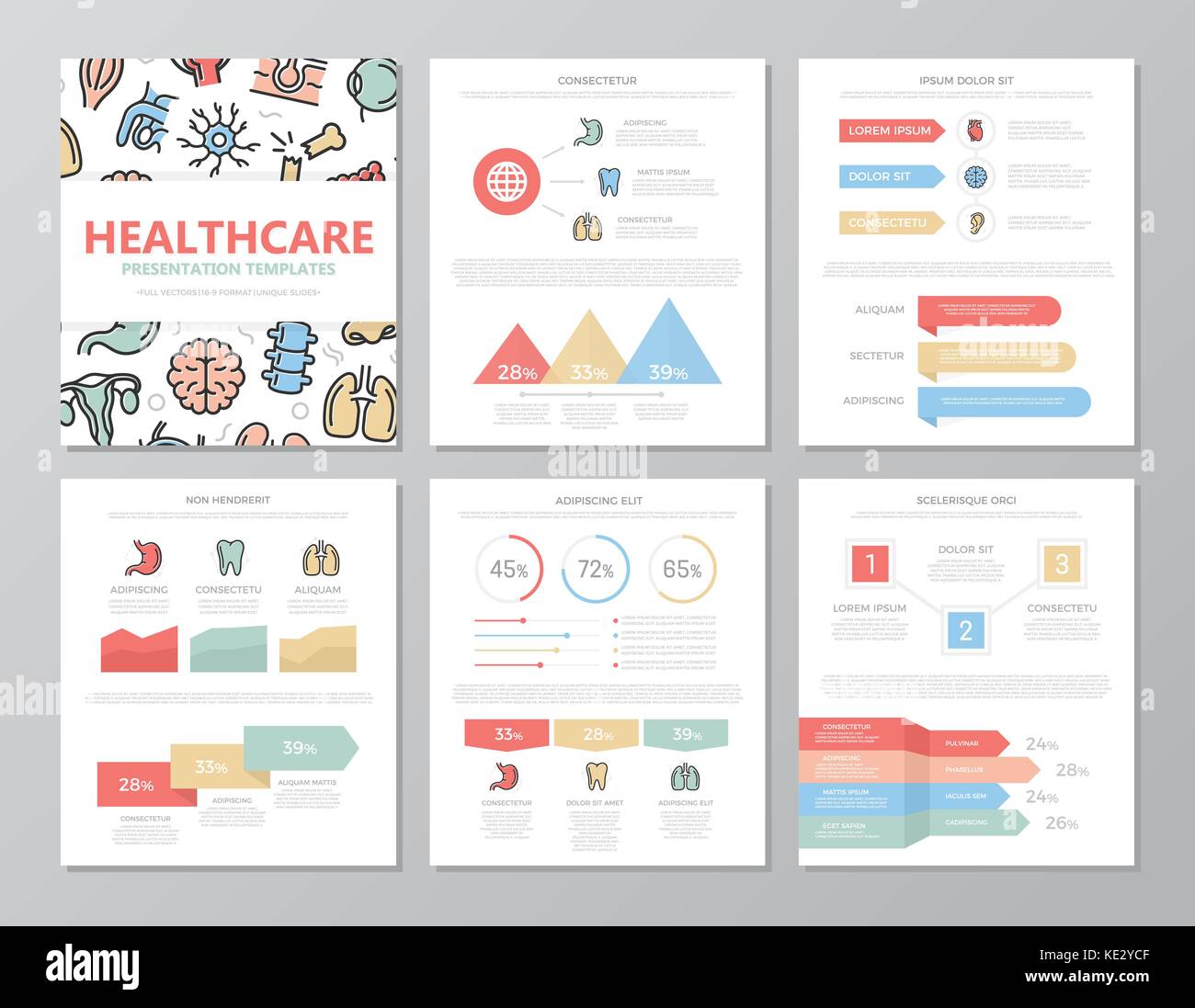Vector template for multipurpose presentation slides with graphs and ...