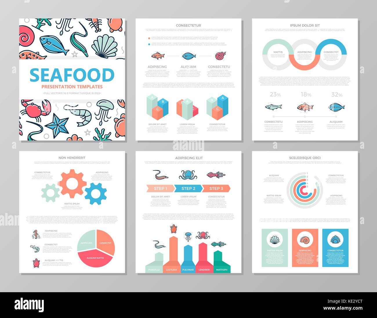 Vector template for multipurpose presentation slides with graphs and ...
