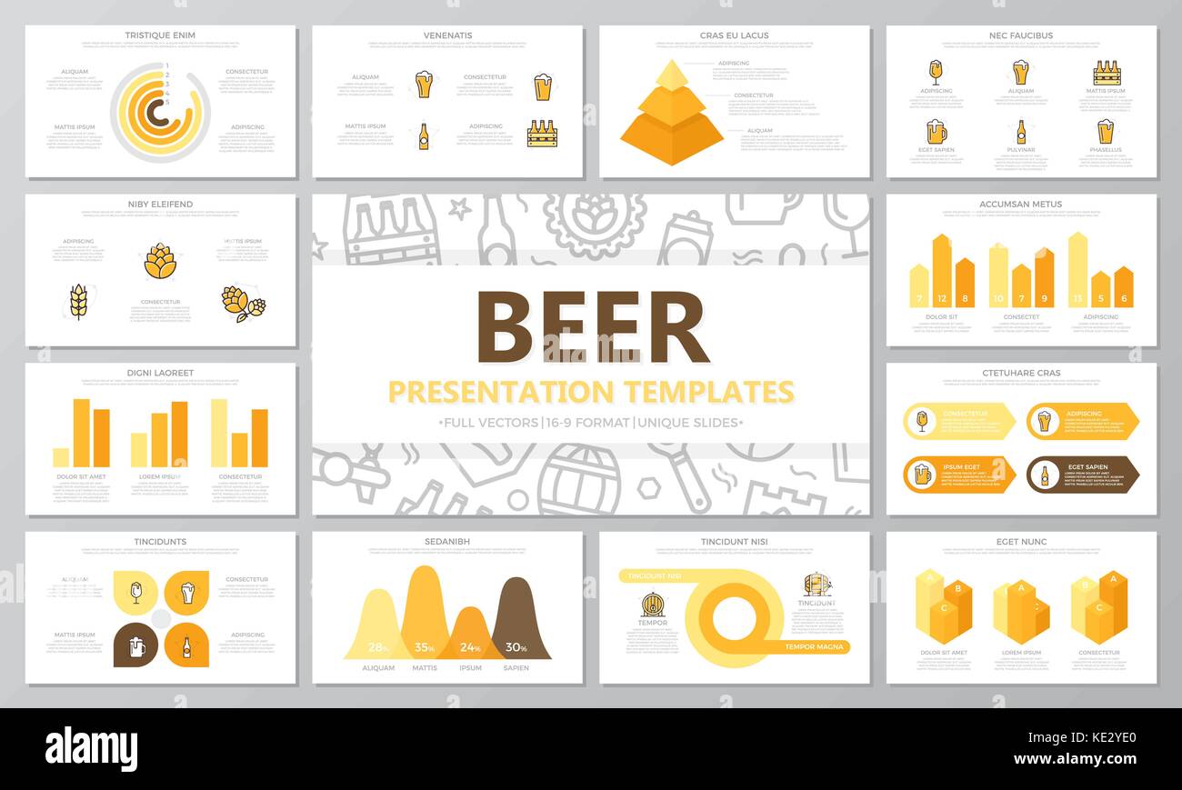 Vector template for multipurpose presentation slides with graphs and ...