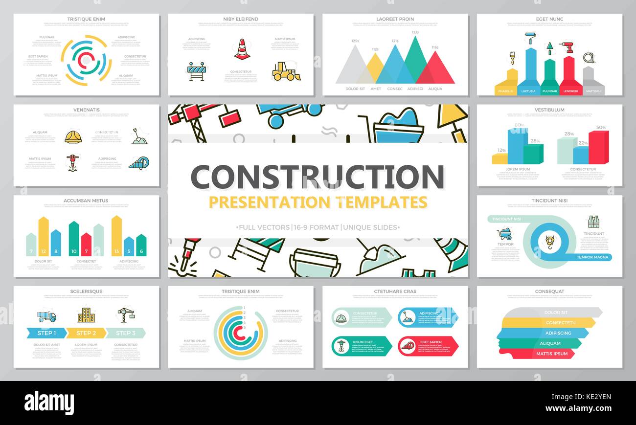 Vector template for multipurpose presentation slides with graphs and ...