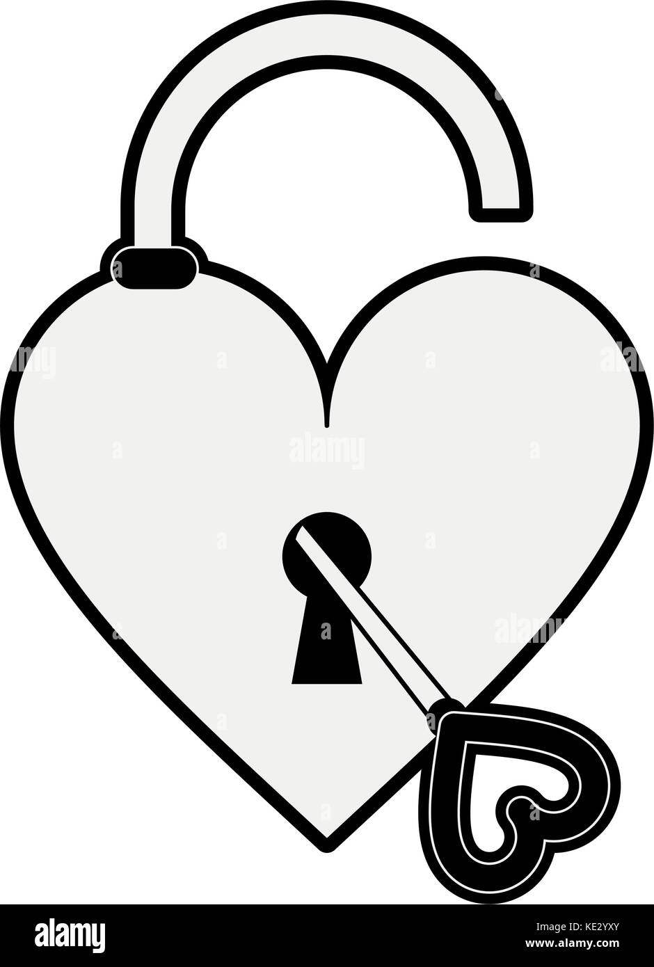 open heart shape safety lock with key valentines day related ico Stock ...