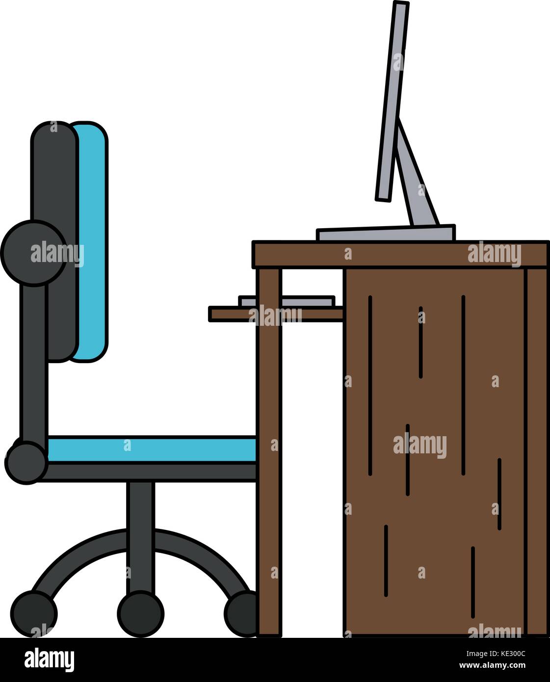 desk with chair and computer icon image Stock Vector Image & Art - Alamy