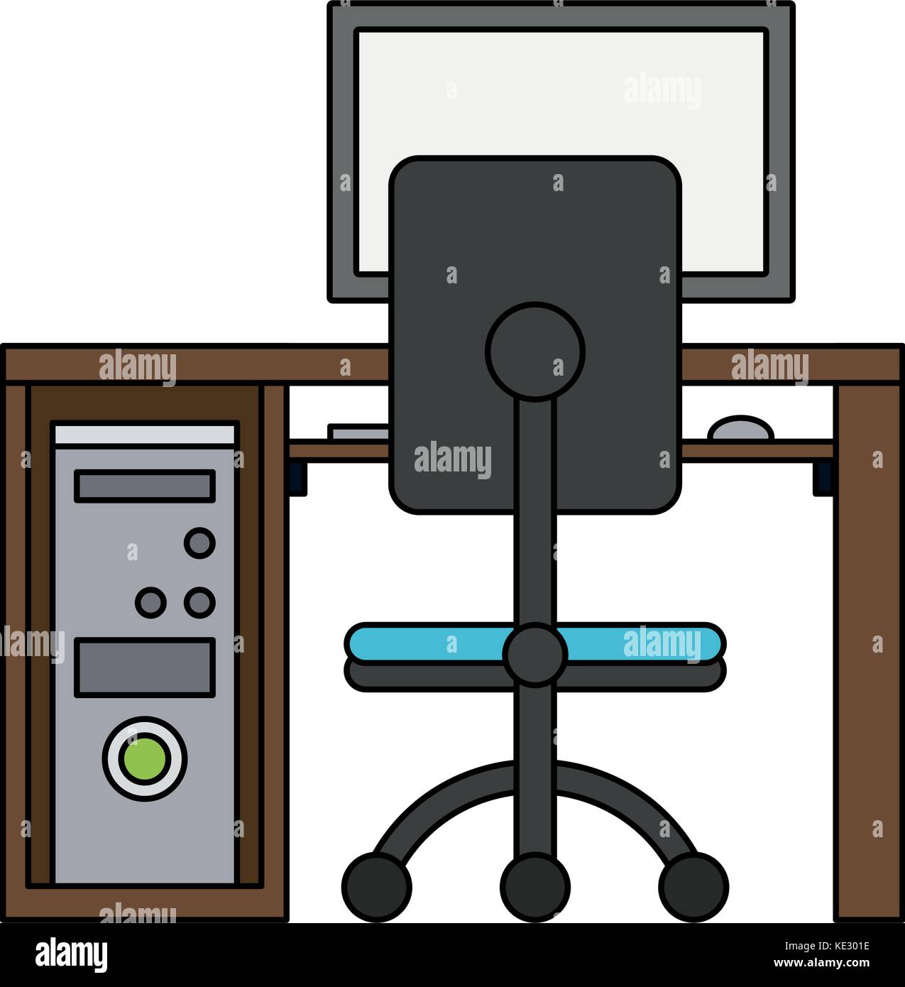 desk with chair and computer icon image Stock Vector Image & Art - Alamy