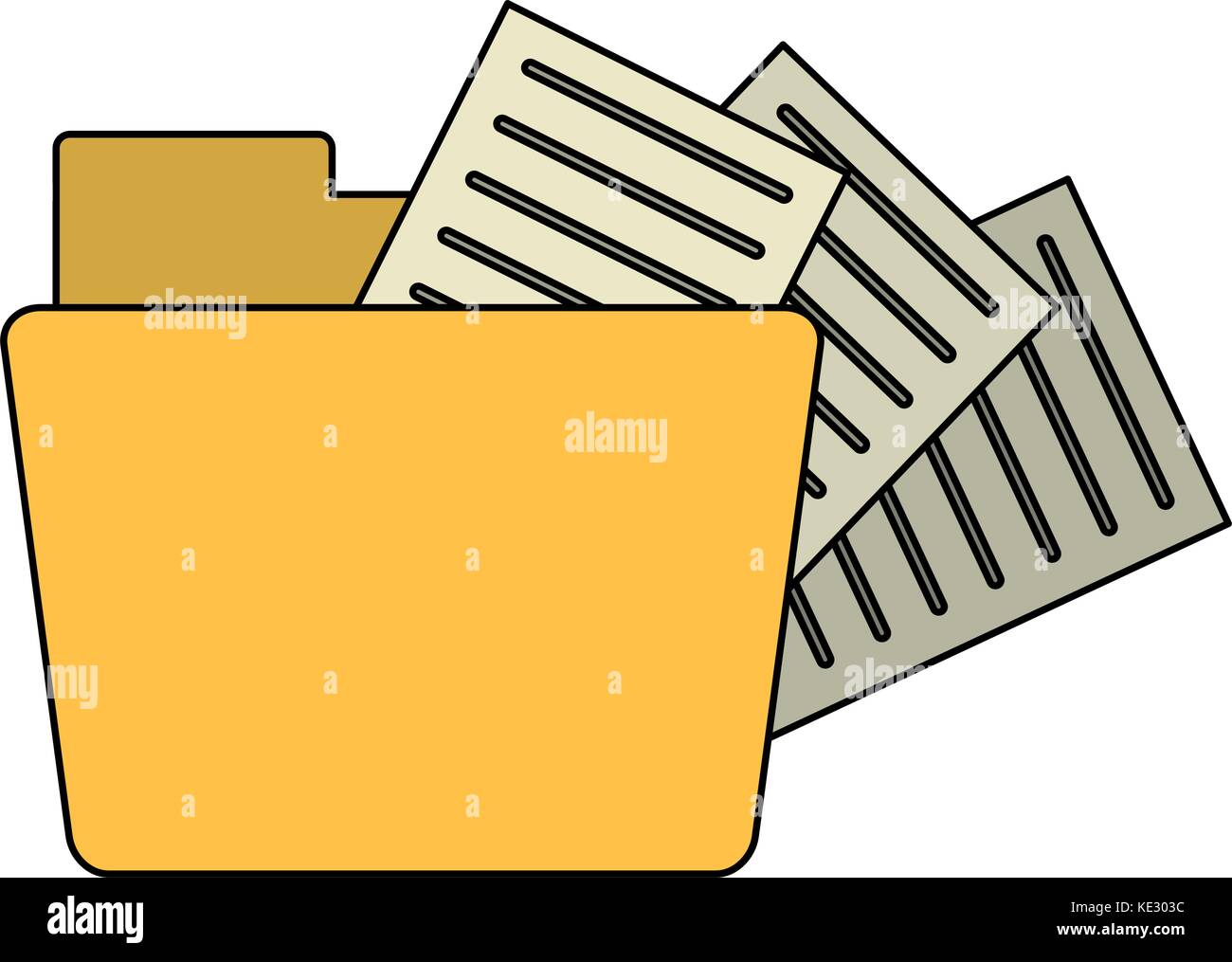 file folder with documents coming out icon image Stock Vector Image ...