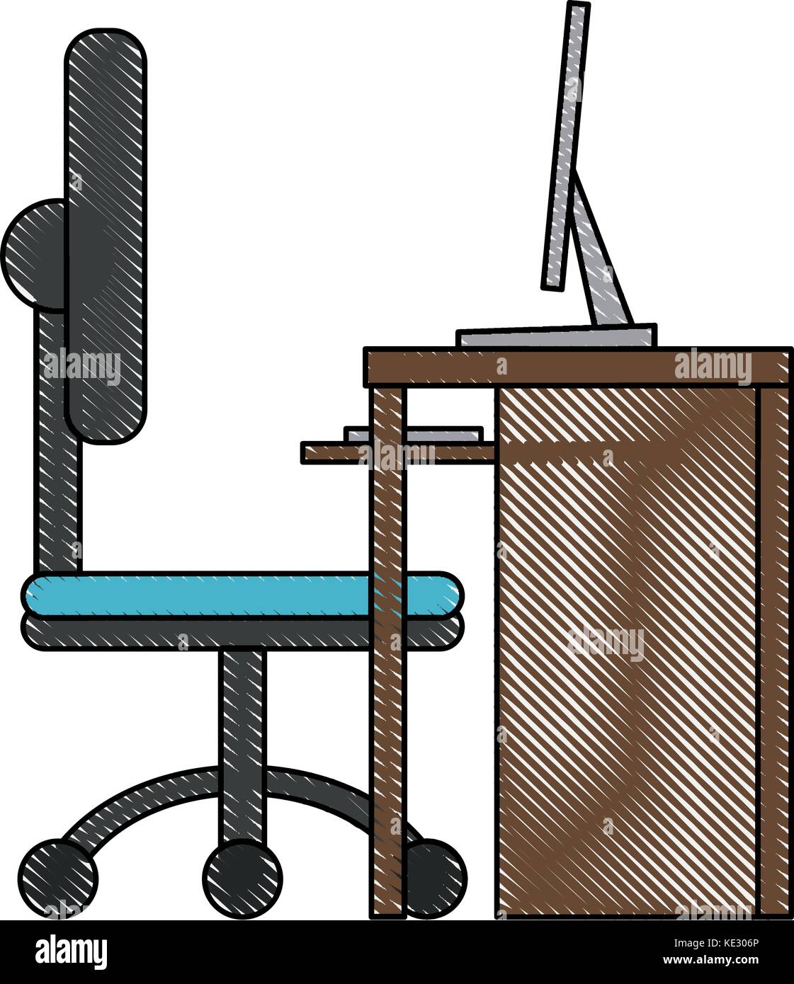 Computer and chair office Stock Vector Image & Art - Alamy