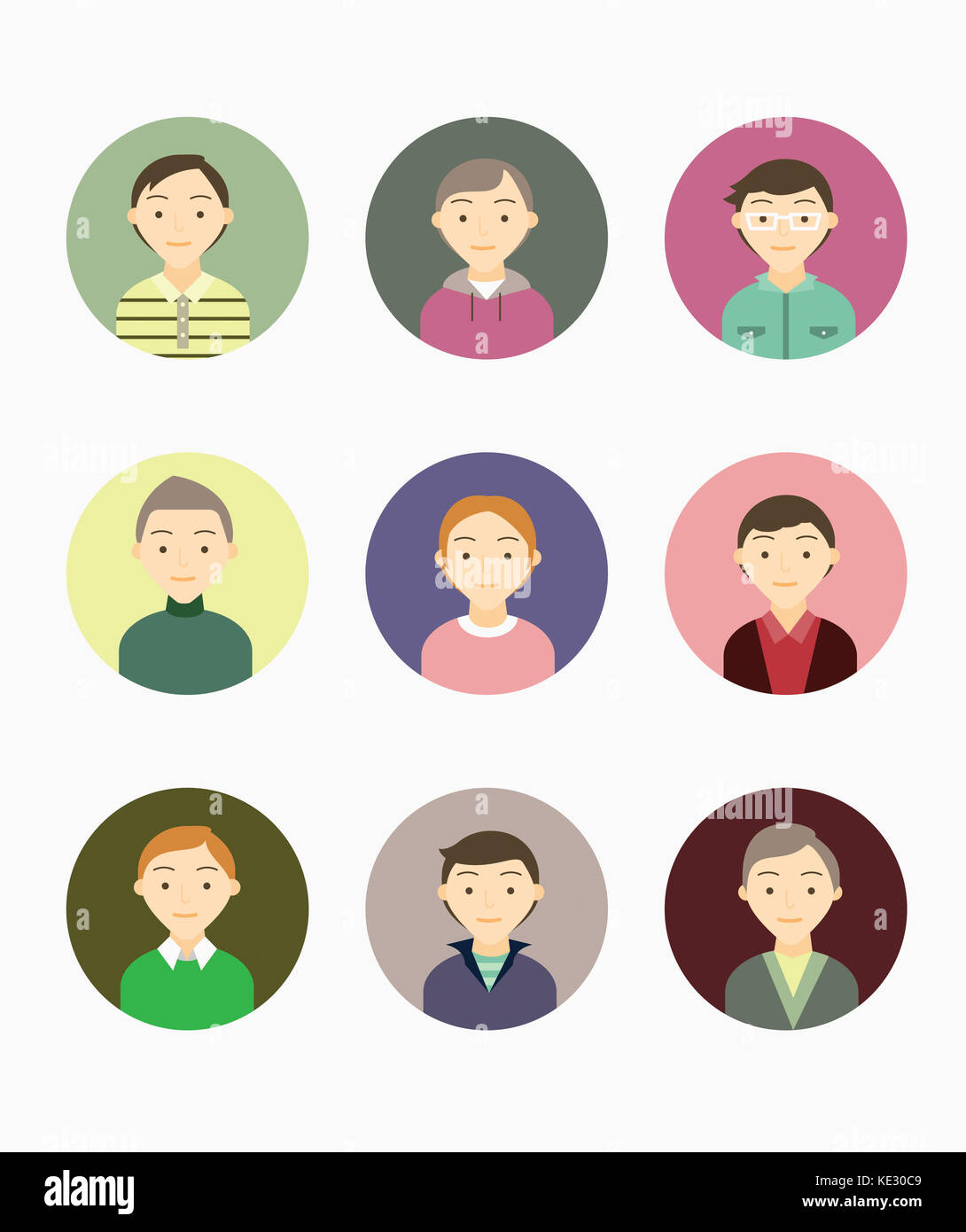 Icon set of various people's portraits Stock Photo - Alamy
