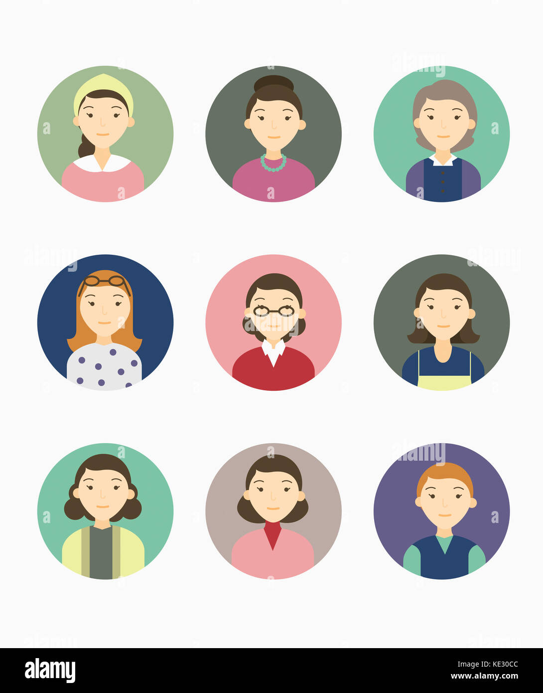 Icon set of portraits of various people Stock Photo - Alamy