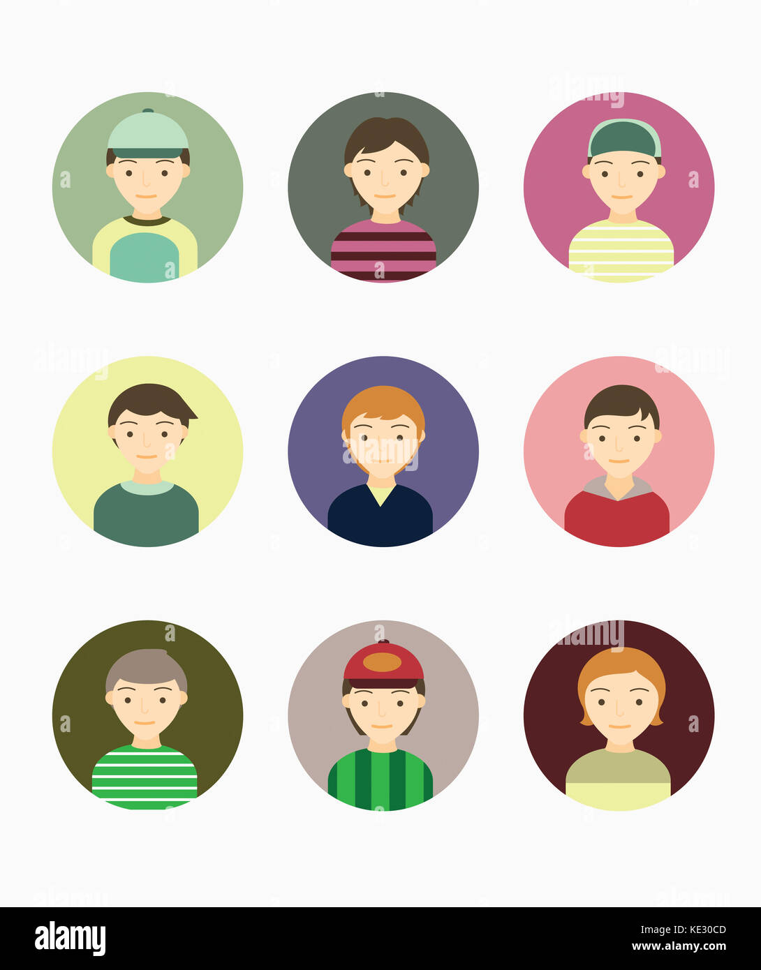 Icon set of portraits of various people Stock Photo - Alamy