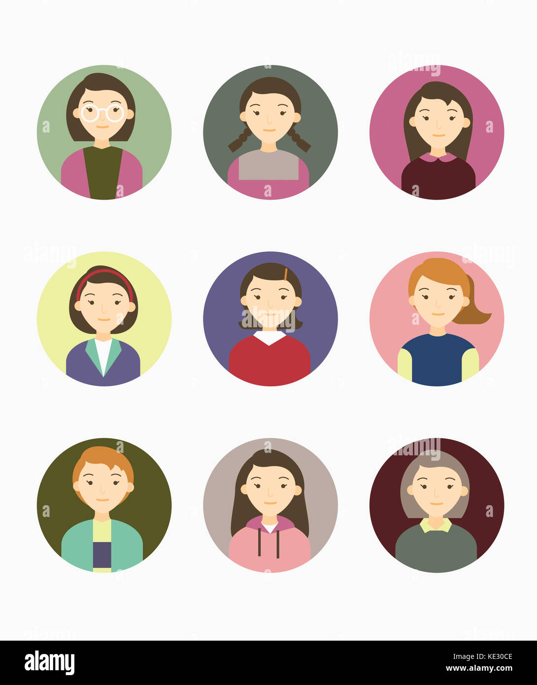 Icon set of portraits of various people Stock Photo - Alamy