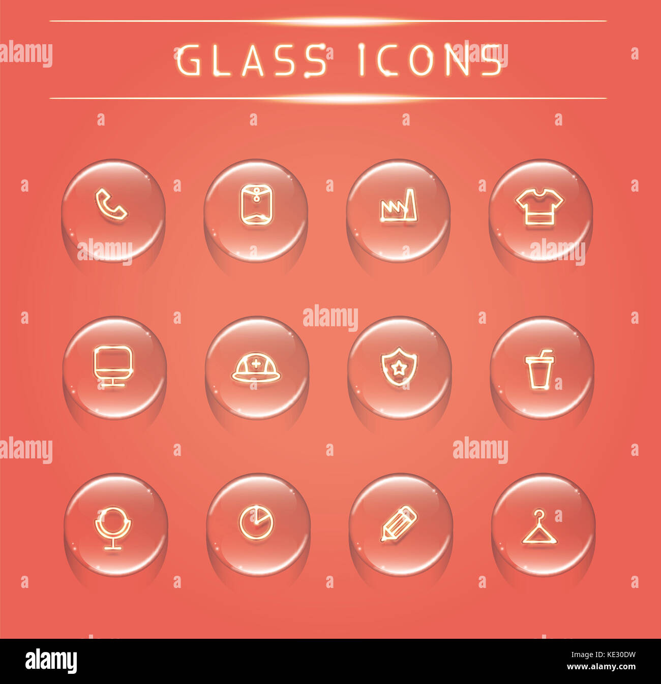 Set of various glass icons Stock Photo - Alamy