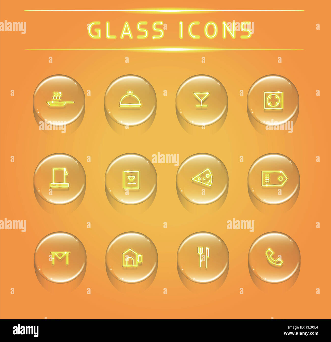 Set of various glass icons Stock Photo - Alamy