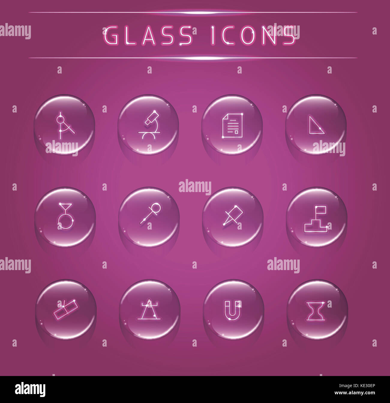 Set of various glass icons Stock Photo - Alamy