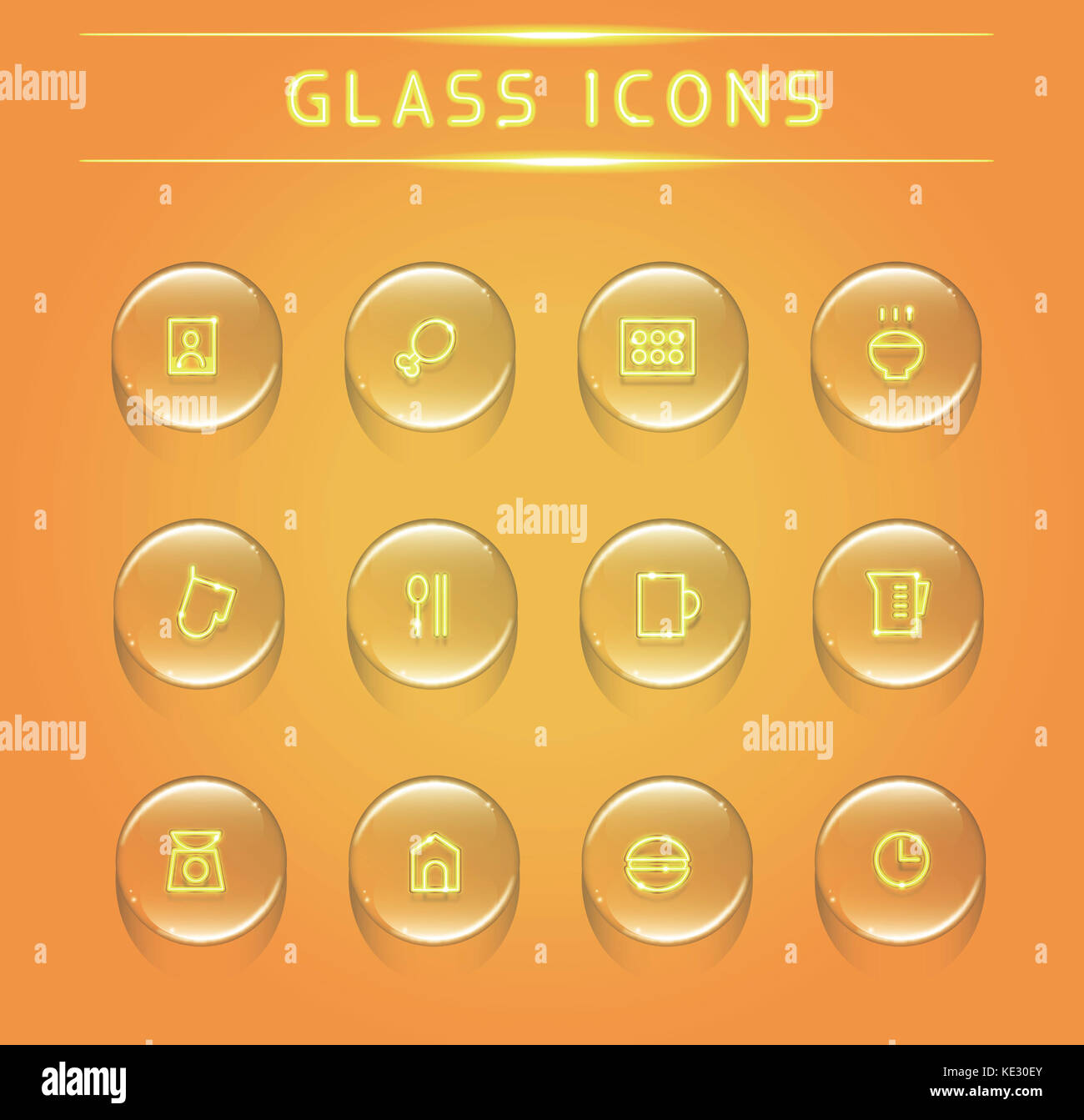 Set of various glass icons Stock Photo - Alamy