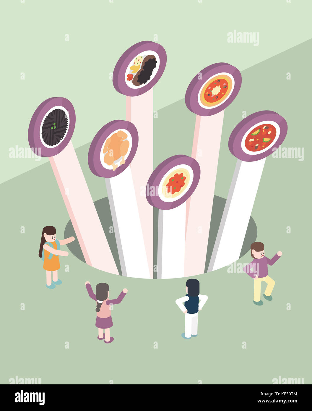 People choosing various food by drawing lots Stock Photo - Alamy
