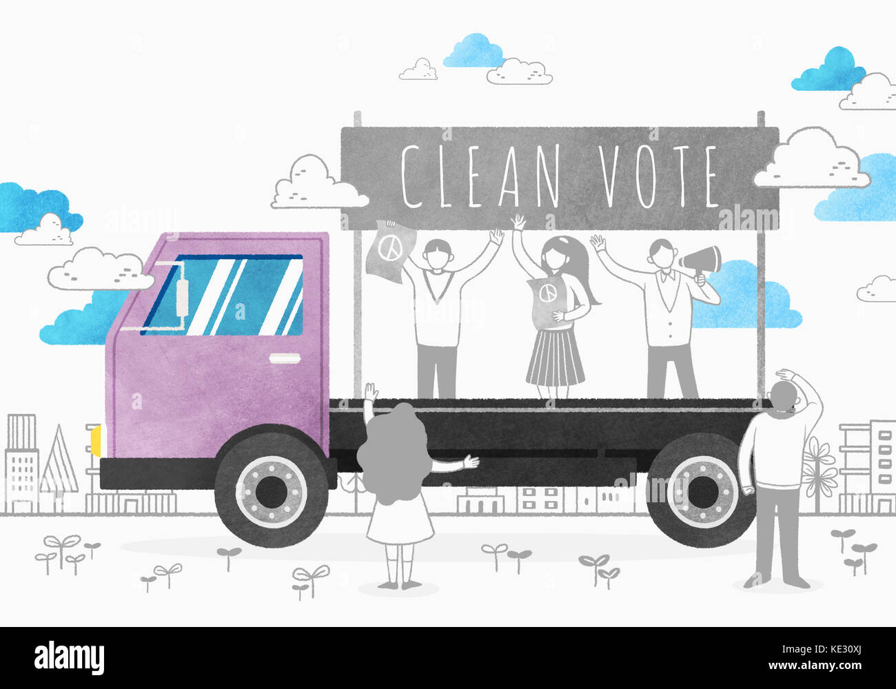 People running an election campaign on a car Stock Photo - Alamy